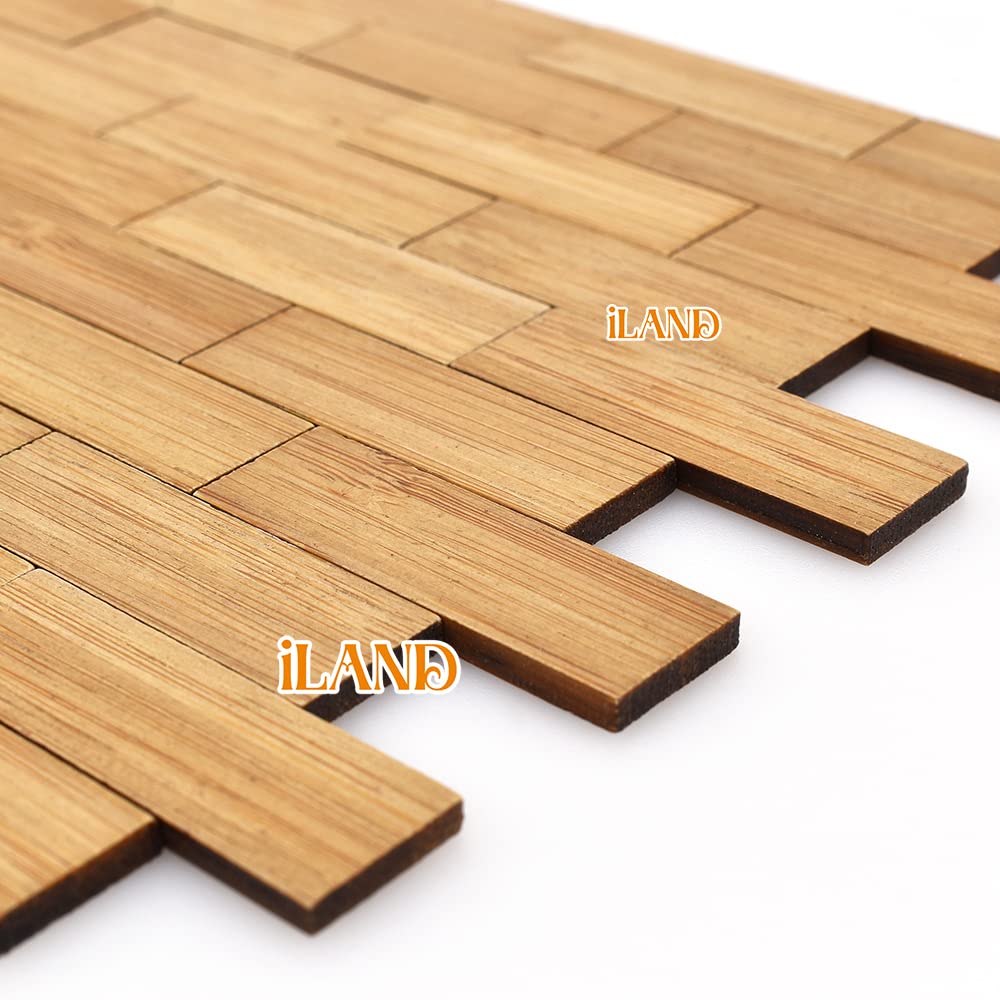 iLAND Varnished Dollhouse Flooring on 1:12 Scale, Dollhouse Floor Boards of Bamboo (Rectangular 48pcs)