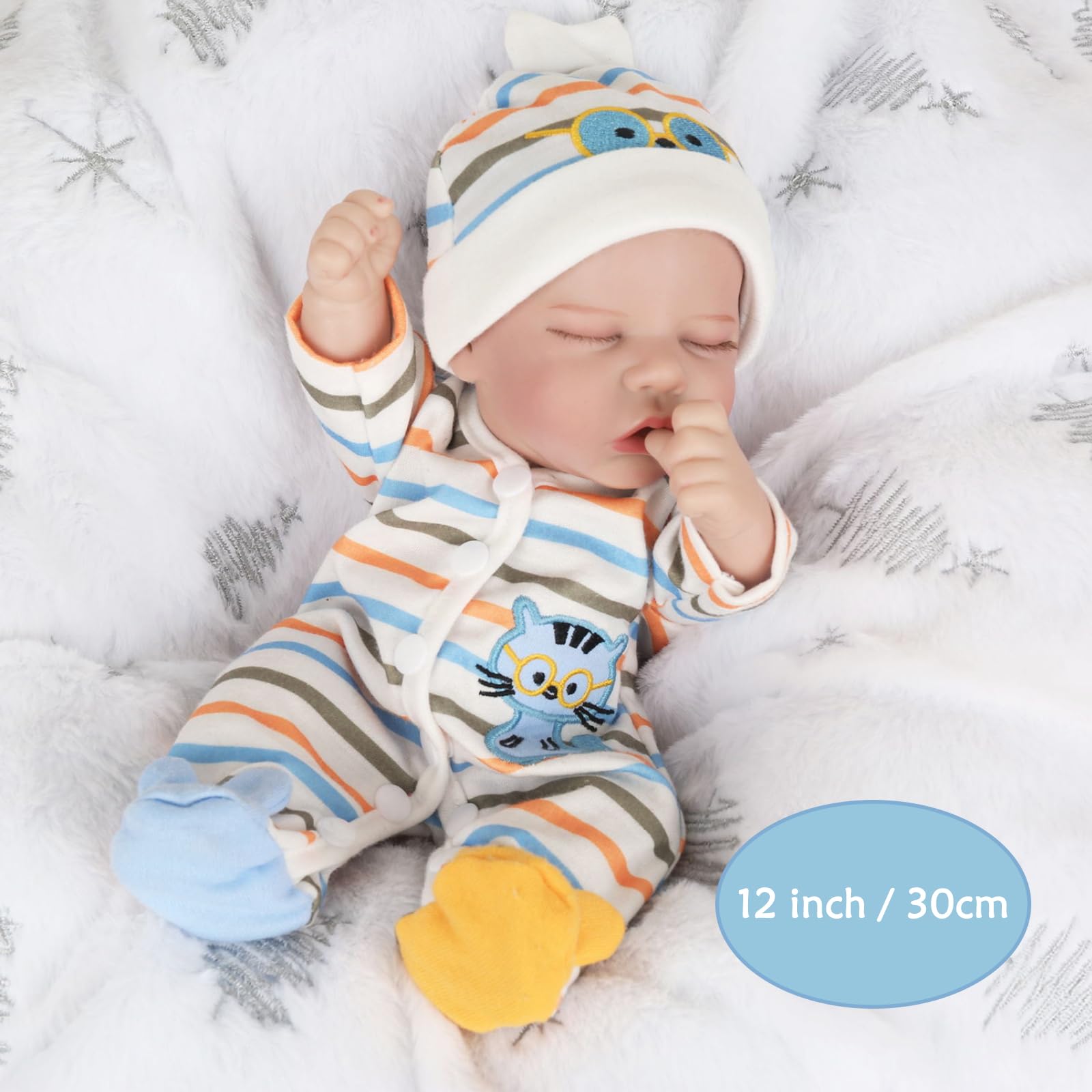 CARANOVO Reborn Baby Dolls - 12 Inch Realistic Sleeping Newborn Small Baby Doll for 3 + Year Old Kids