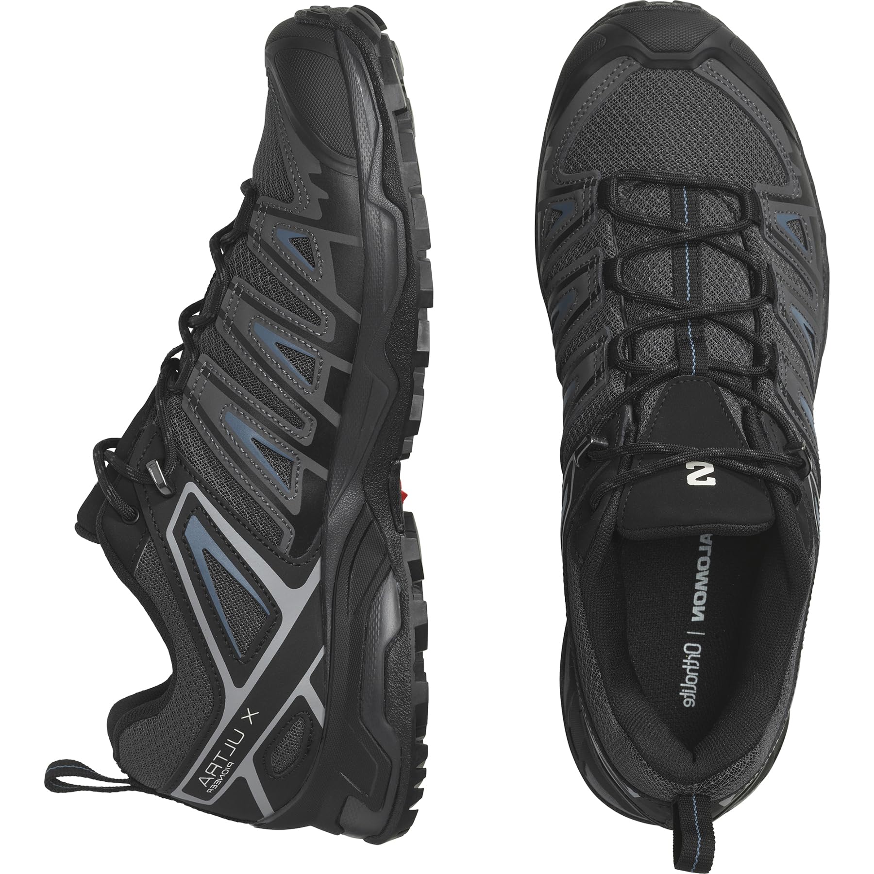 Salomon Men's X ULTRA PIONEER Hiking Shoes for Men, Black / Ebony / Blue Ashes, 10