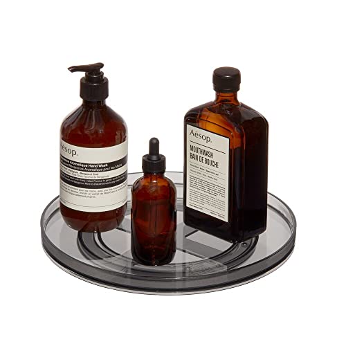 iDesign The Sarah Tanno Collection 11” Lazy Susan Spinning Cosmetic Organizer, Made of Recycled Plastic, Smoke/Black