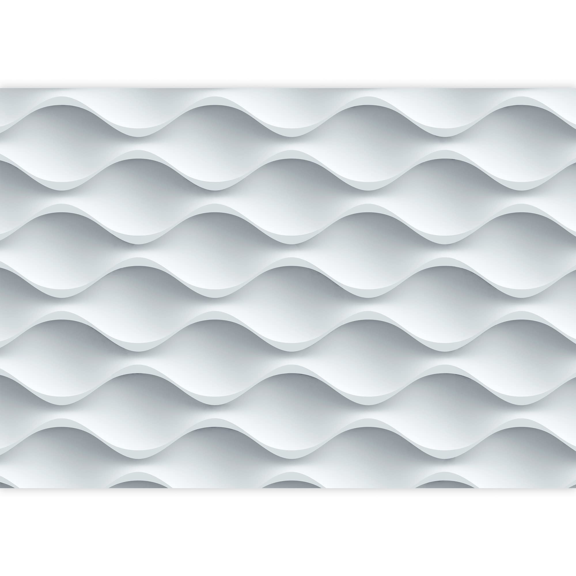 wall26 Removable Wall Sticker/Wall Mural 3D Geometric White Wave Pattern Abstract Shapes Digital Art Modern Art Panorama Multicolor Relax/Calm for Living Room, Bedroom, Office - 66x96 inches