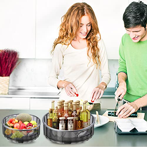 UNIFULL 2 Pack Clear Lazy Susan Turntable Organizer (11.7 Inch & 9"), Plastic Rotating Tray Home Edit Lazy Susan Spice Rack Cabinet Organizer for Pantry Countertop Kitchen Fridge Bathroom