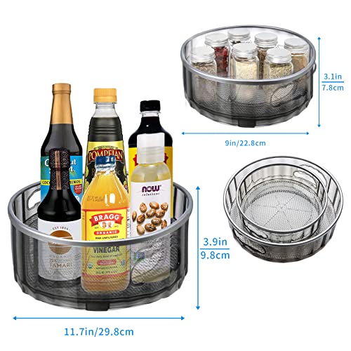 UNIFULL 2 Pack Clear Lazy Susan Turntable Organizer (11.7 Inch & 9"), Plastic Rotating Tray Home Edit Lazy Susan Spice Rack Cabinet Organizer for Pantry Countertop Kitchen Fridge Bathroom