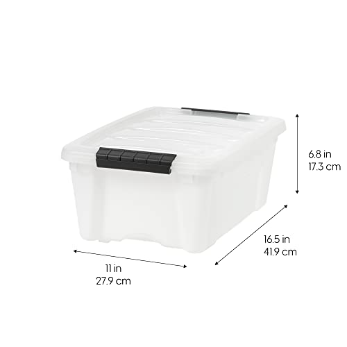 IRIS USA 12 Qt. Plastic Storage Container Bin with Secure Lid and Latching Buckles, 6 pack - Pearl, Durable Stackable Nestable Organizing Tote Tub Box Toy General Organization Small