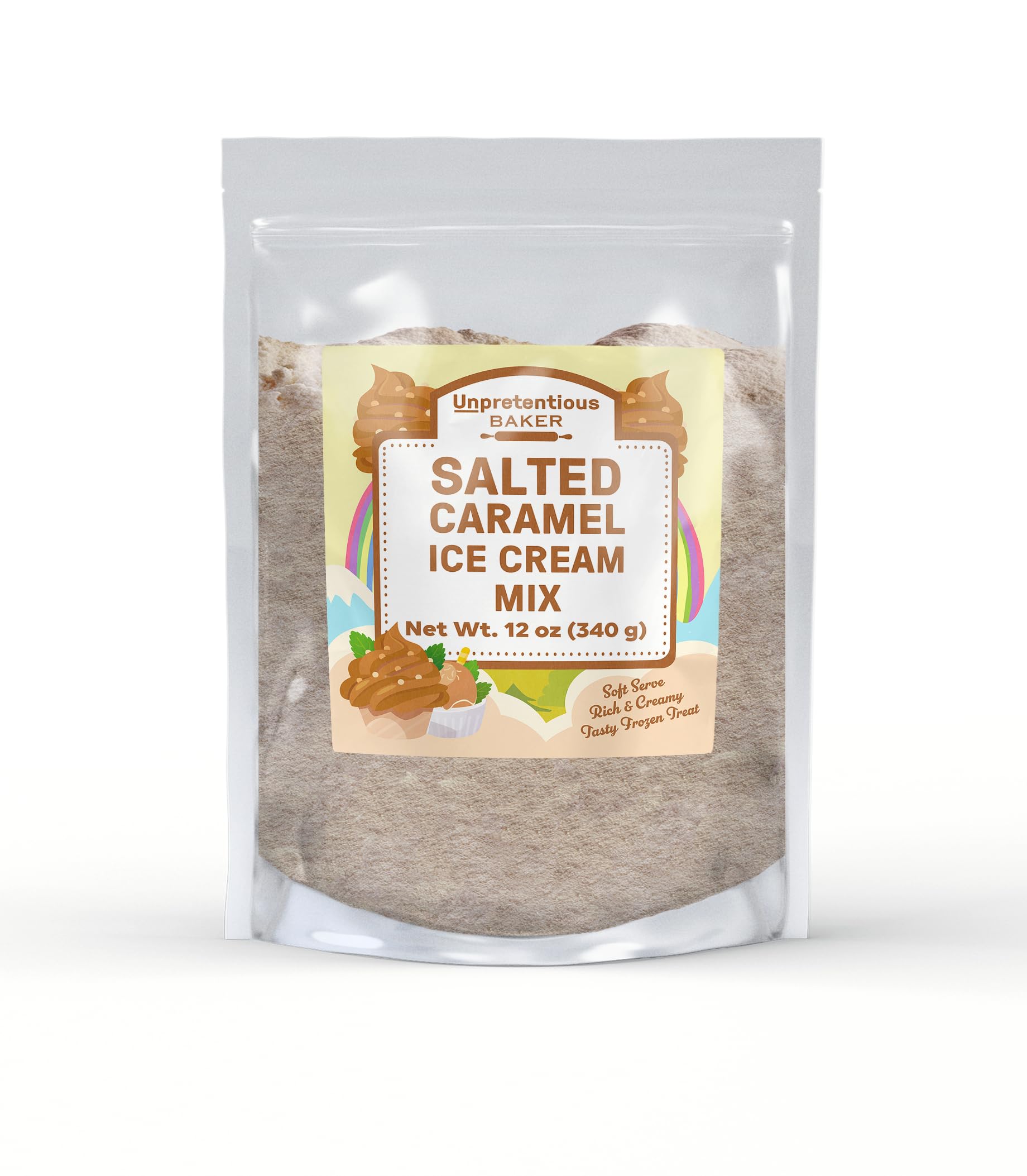 Unpretentious Salted Caramel Soft Serve Ice Cream Mix, 12 oz, Rich & Creamy, Homemade Ice Cream, Single Serving