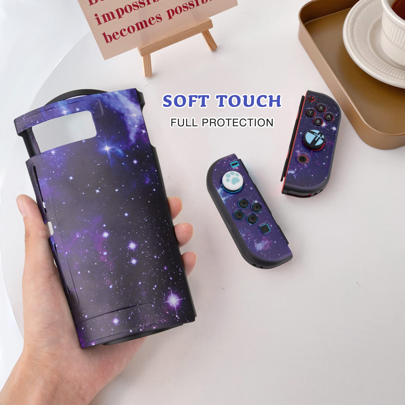 homicozy Galaxy Carrying Case for Nintendo Switch with Soft TPU Protective Case Cover & Thumb Grips,Portable Hard Storage Case with 12 Game Card Slots for Switch Console and Accessories