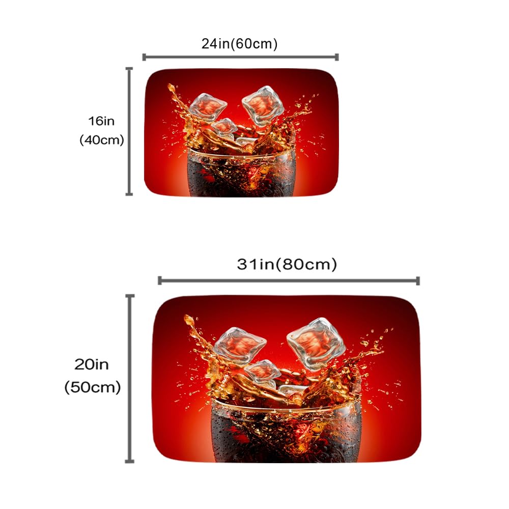 Red Soft Drink Ice Modern Bath Rugs for Bathroom Non Slip Door Rug with Rubber Backing Memory Foam Absorbent Mat Kitchen Floor Carpet (20W x 31L)