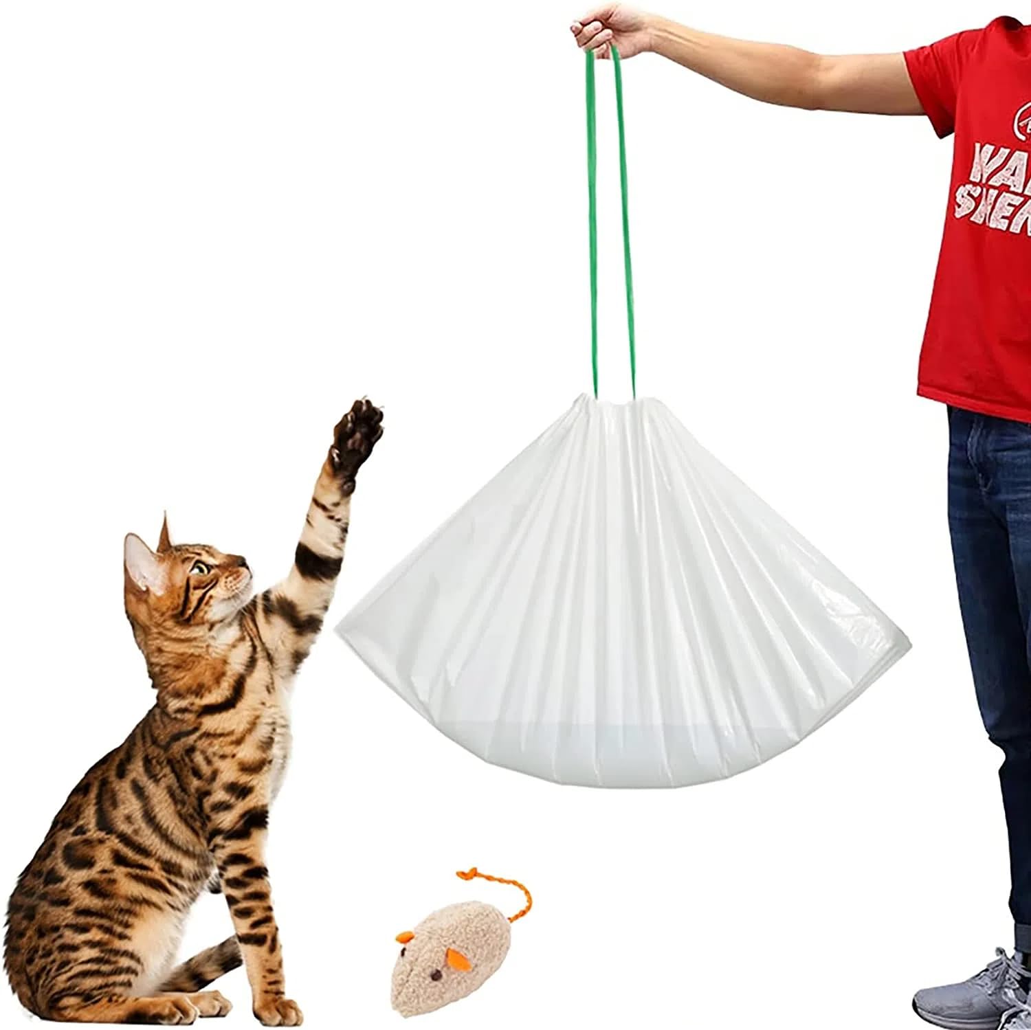KropBom Cat litter Box Liners,20 Count 37" x 19" Large Extra Durable Heavy Duty Litter Pan Liner Bags with Drawstring for Pet Cat Litter Box Tray (Unscented)