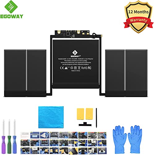 E EGOWAY A1706 Battery, A1819 Laptop Replacement Battery for MacBook Pro 13 inch Touch Bar (Late2016 Mid2017), Easy-to-Install Replacement Battery A1706 with Tools, EMC3071 EMC3163 [11.41V/4320mAh]
