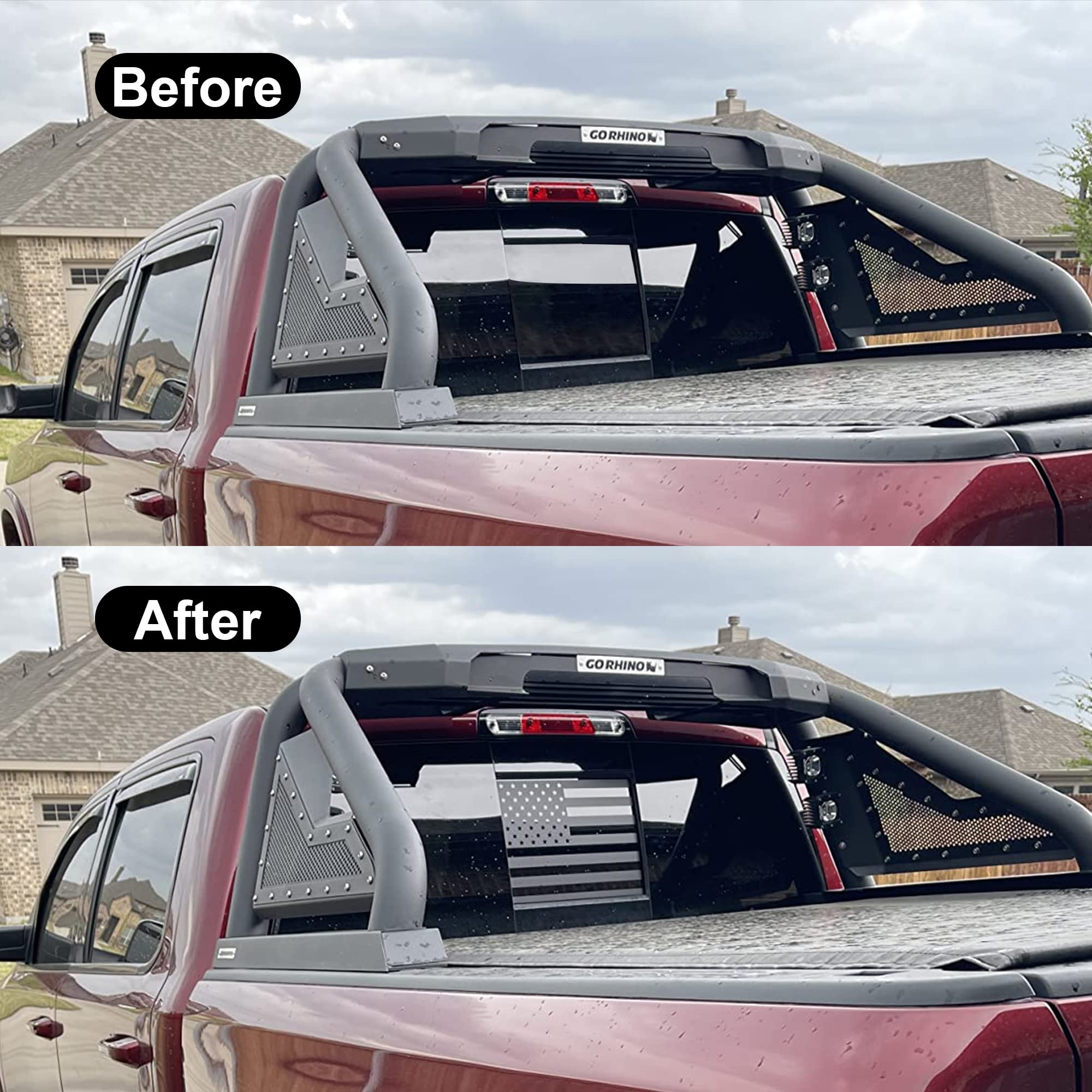 Zhizhong Rear Middle Window Decal Compatible with Toyota Tacoma 2016-2023, American Flag Back Center Sliding Window Glass Vinyl Sticker