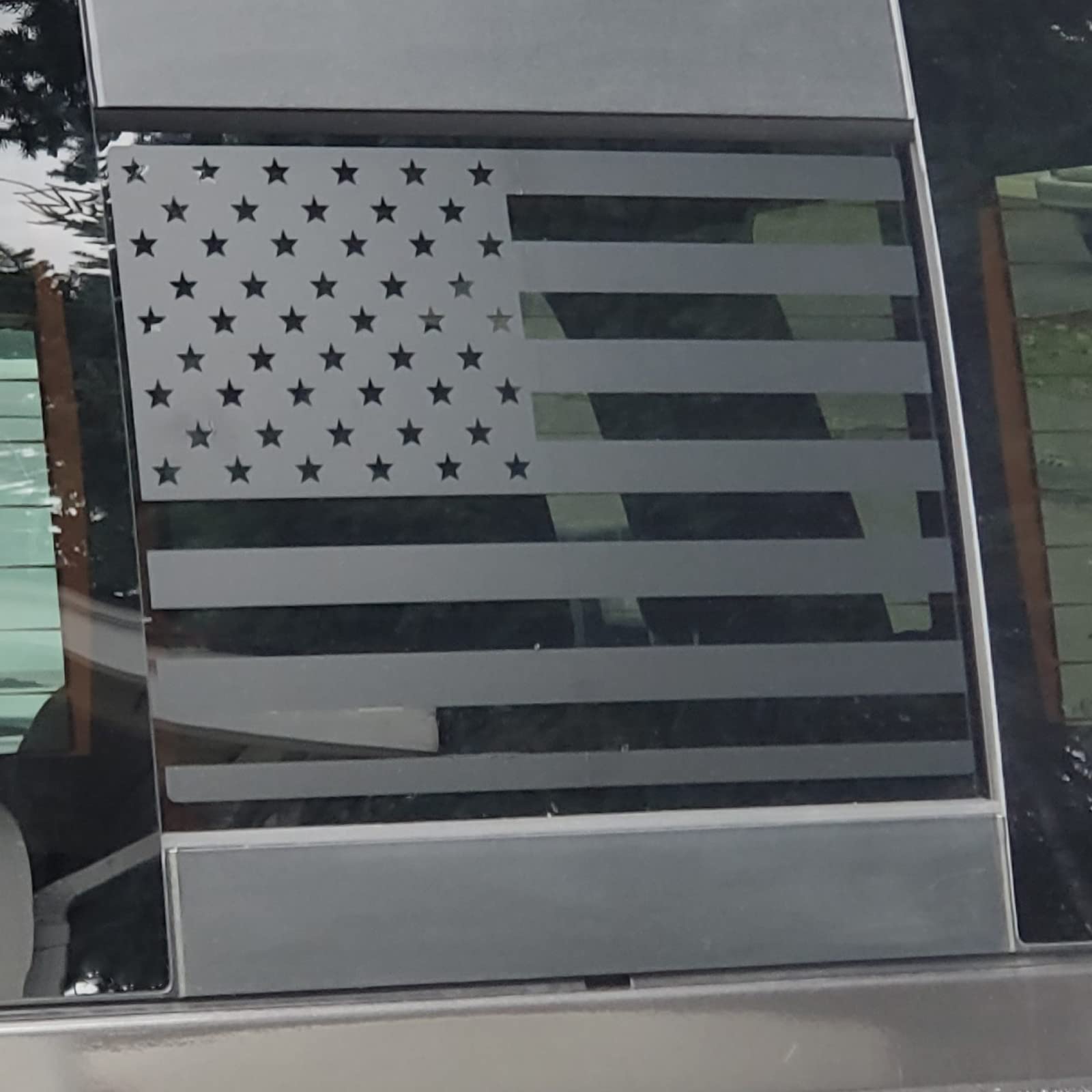 Zhizhong Rear Middle Window Decal Compatible with Toyota Tacoma 2016-2023, American Flag Back Center Sliding Window Glass Vinyl Sticker