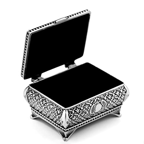 Uloveido Rectangle Shape Small Trinket Box - Retro Ring/Earrings/Necklace Storage Jewelry Organizer Case, Metal Treasure Chest Keepsake Gift Box for Women Girls Y2348