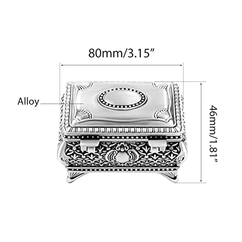 Uloveido Rectangle Shape Small Trinket Box - Retro Ring/Earrings/Necklace Storage Jewelry Organizer Case, Metal Treasure Chest Keepsake Gift Box for Women Girls Y2348