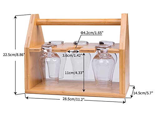 JILLMO Whiskey Glass Holder Rack, Bamboo Caddy Compatible with Glencairn Whisky Glasses, Crystal Whiskey Glasses, Bourbon Glasses
