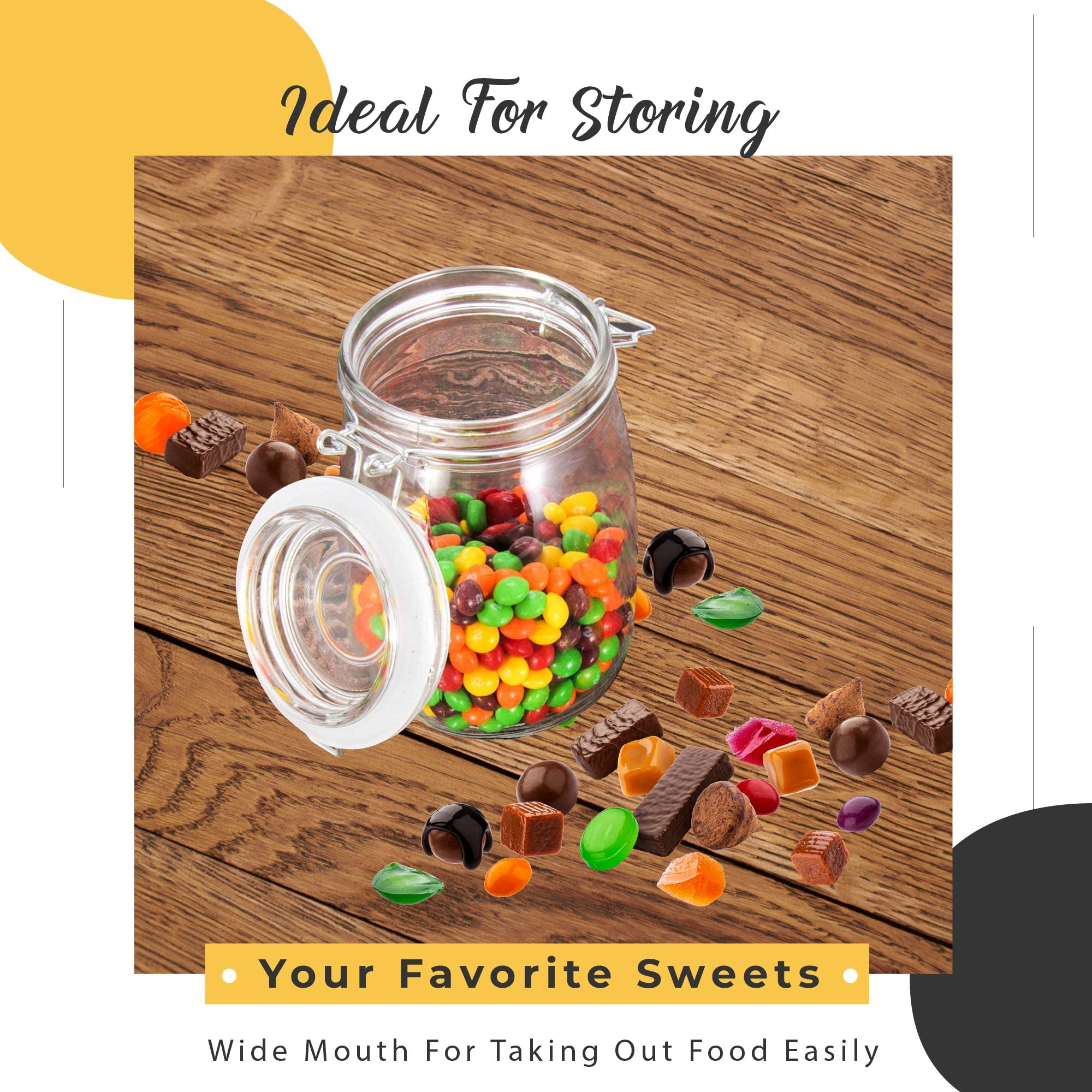 Xabono 4 Pack Wide Mouth Glass Jars with Airtight Lid 32 oz Storage Containers Lids Clear Jar Leak Proof Food Kitchen Cereal Pasta (WMGJAL1)