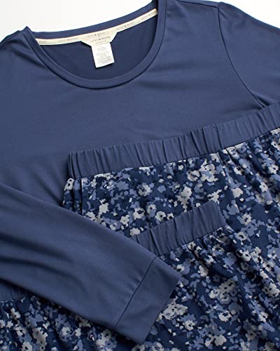 Lucky Brand Women's Pajama Set - 3 Piece Long Sleeve Night Shirt, Sleep Pants, Lounge Shorts (S-XL), Size X-Large, Denim Blue