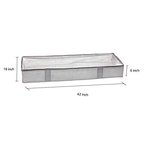 Amazon Basics Under Bed Fabric Storage Container Bags with Window and Handles - 2-Pack, 18 x 42 x 6 Inches, Gray
