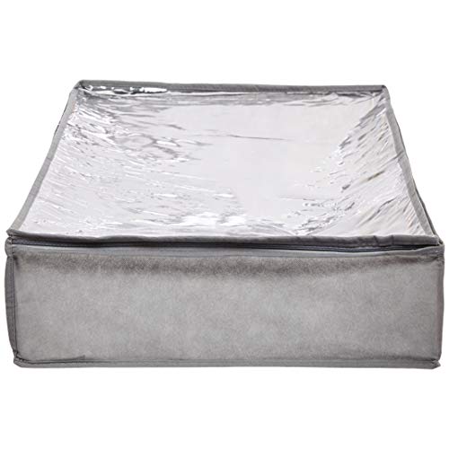 Amazon Basics Under Bed Fabric Storage Container Bags with Window and Handles - 2-Pack, 18 x 42 x 6 Inches, Gray