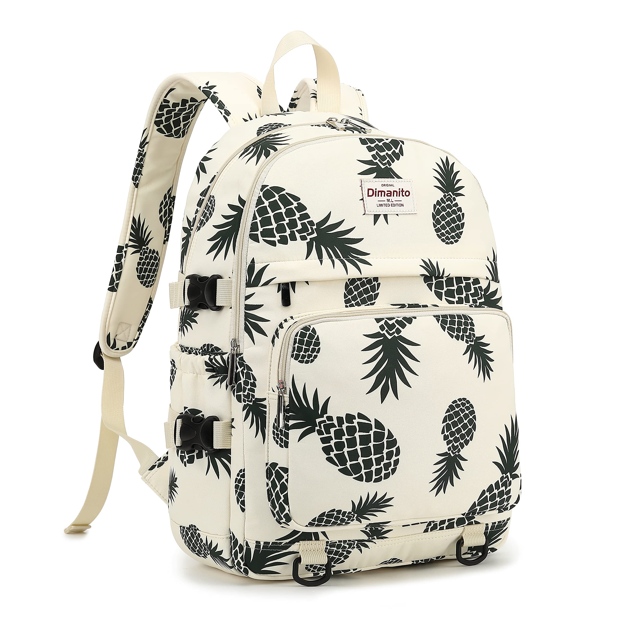 Dimanito Laptop Backpack College Backpack with USB charging port for laptop up to 15 inch Men Women outdoor Travel Backpack (Pineapple)