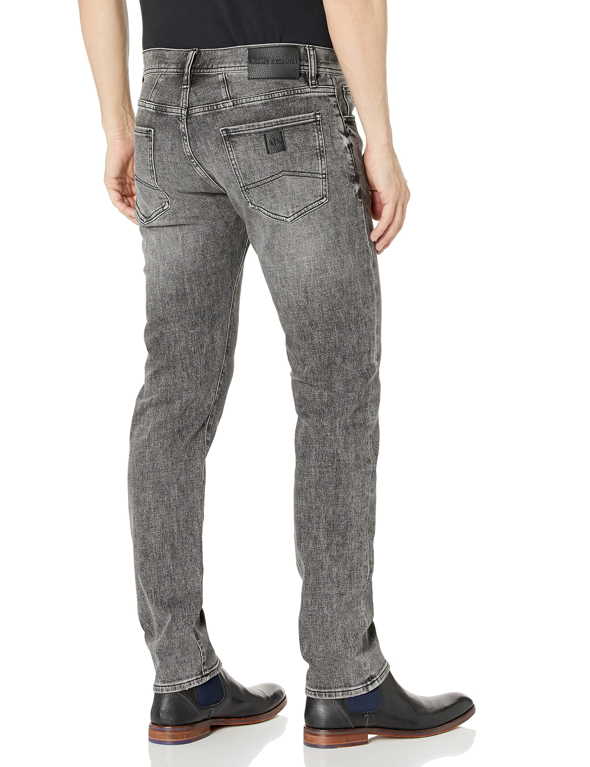 Armani Exchange Men's 5 Pocket Stretch Cotton Grey Denim Pant, 36x30