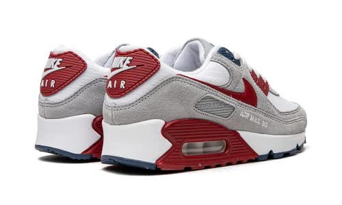 Nike Men's Air Max 90 Running Shoes, White/Grey-red-blue, 8