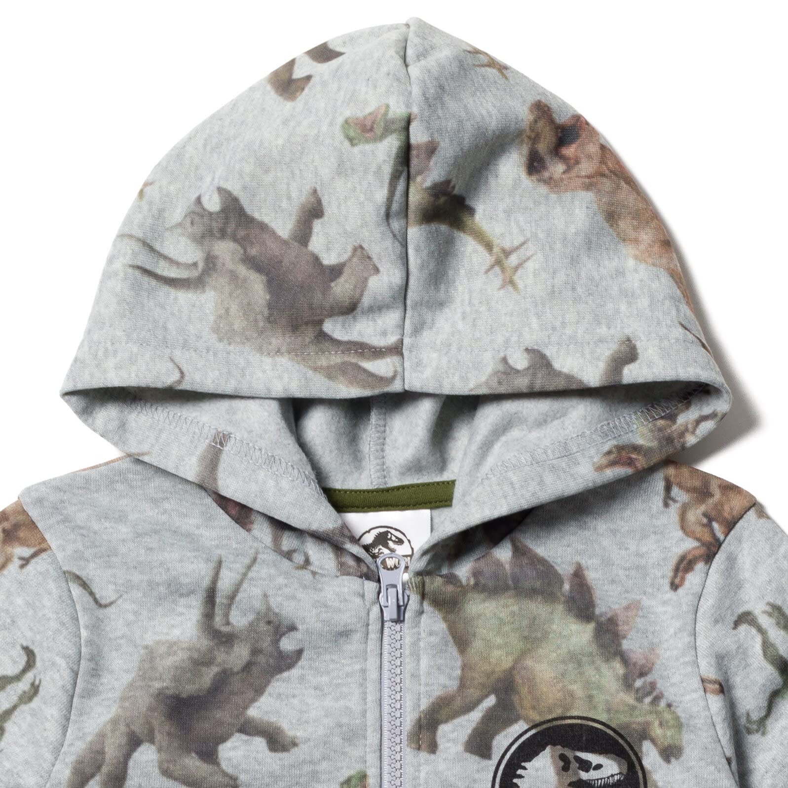 Jurassic World Dinosaur T-Rex Big Boys Fleece Zip Up Hoodie and Jogger Pants Set Logo Gray 10-12