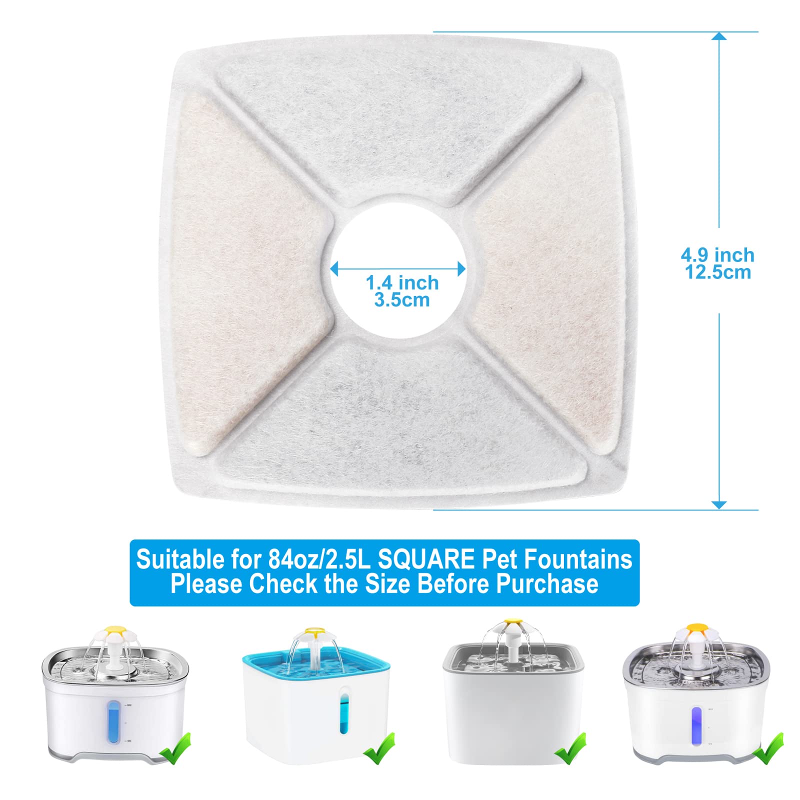 Cat Water Fountain Filter(16 Pack), Cat Drinking Fountain Filters Replacement for 84oz/2.5L Automatic Pet Fountain Dog Water Dispenser