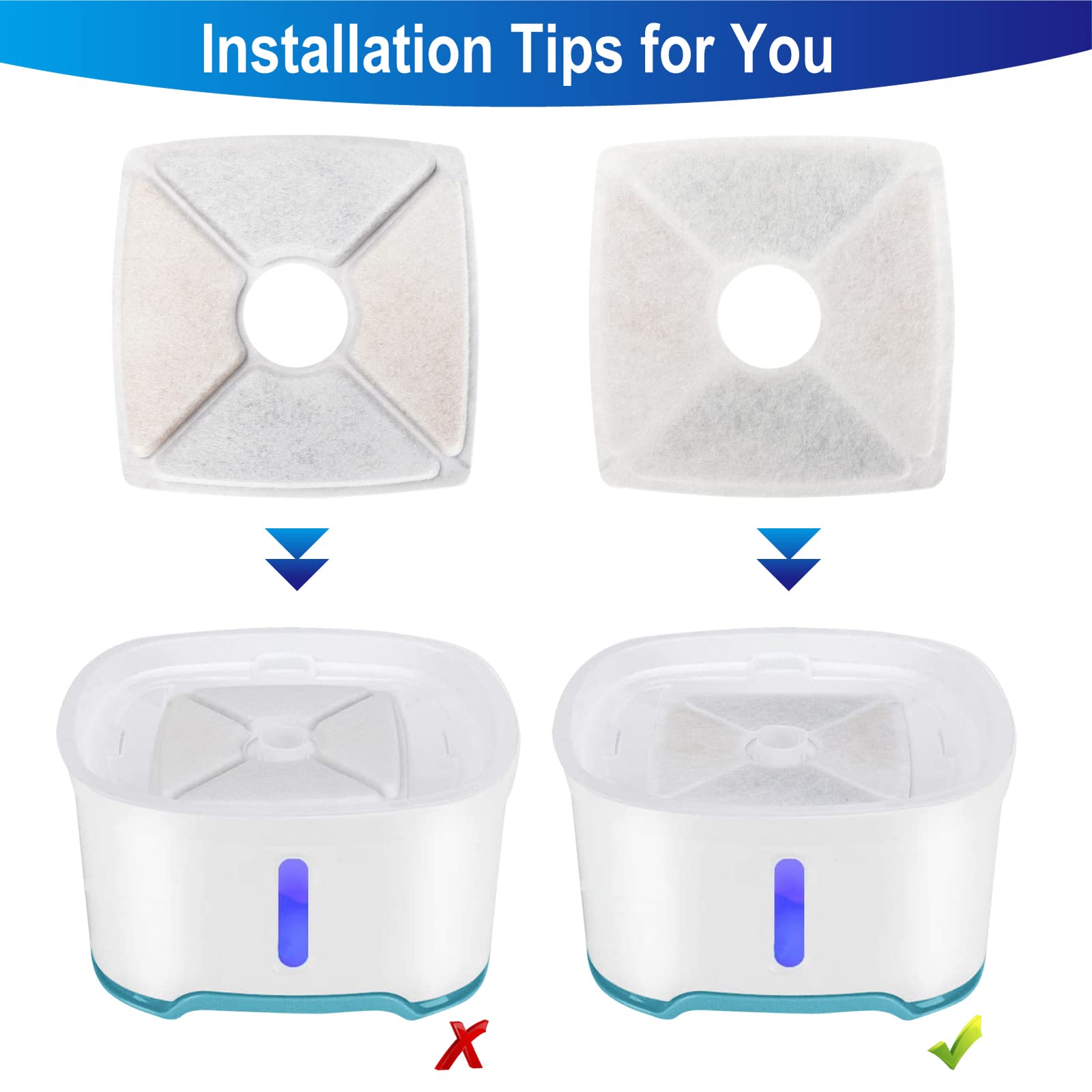 Cat Water Fountain Filter(16 Pack), Cat Drinking Fountain Filters Replacement for 84oz/2.5L Automatic Pet Fountain Dog Water Dispenser