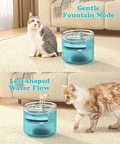 NPET WF100 Cat Water Fountain, 54oz/1.6L Automatic Pet Fountain Cat Water Dispenser with 2 Flow Modes, Light Quiet Pump for Cats (Adapter Not Included)