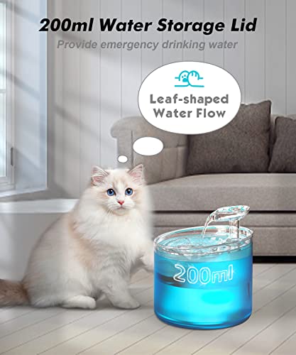 NPET WF100 Cat Water Fountain, 54oz/1.6L Automatic Pet Fountain Cat Water Dispenser with 2 Flow Modes, Light Quiet Pump for Cats (Adapter Not Included)