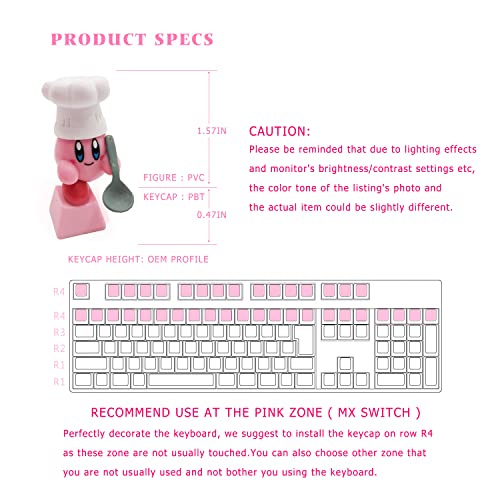 POPKEEY K1RBY Keycaps Japanese Anime Pink Key Caps,Compatible with Cherry MX Switches Custom Gaming Mechanical Keyboard (Chef)