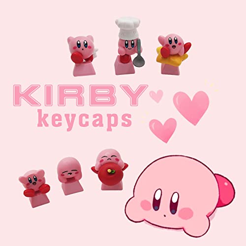POPKEEY K1RBY Keycaps Japanese Anime Pink Key Caps,Compatible with Cherry MX Switches Custom Gaming Mechanical Keyboard (Chef)