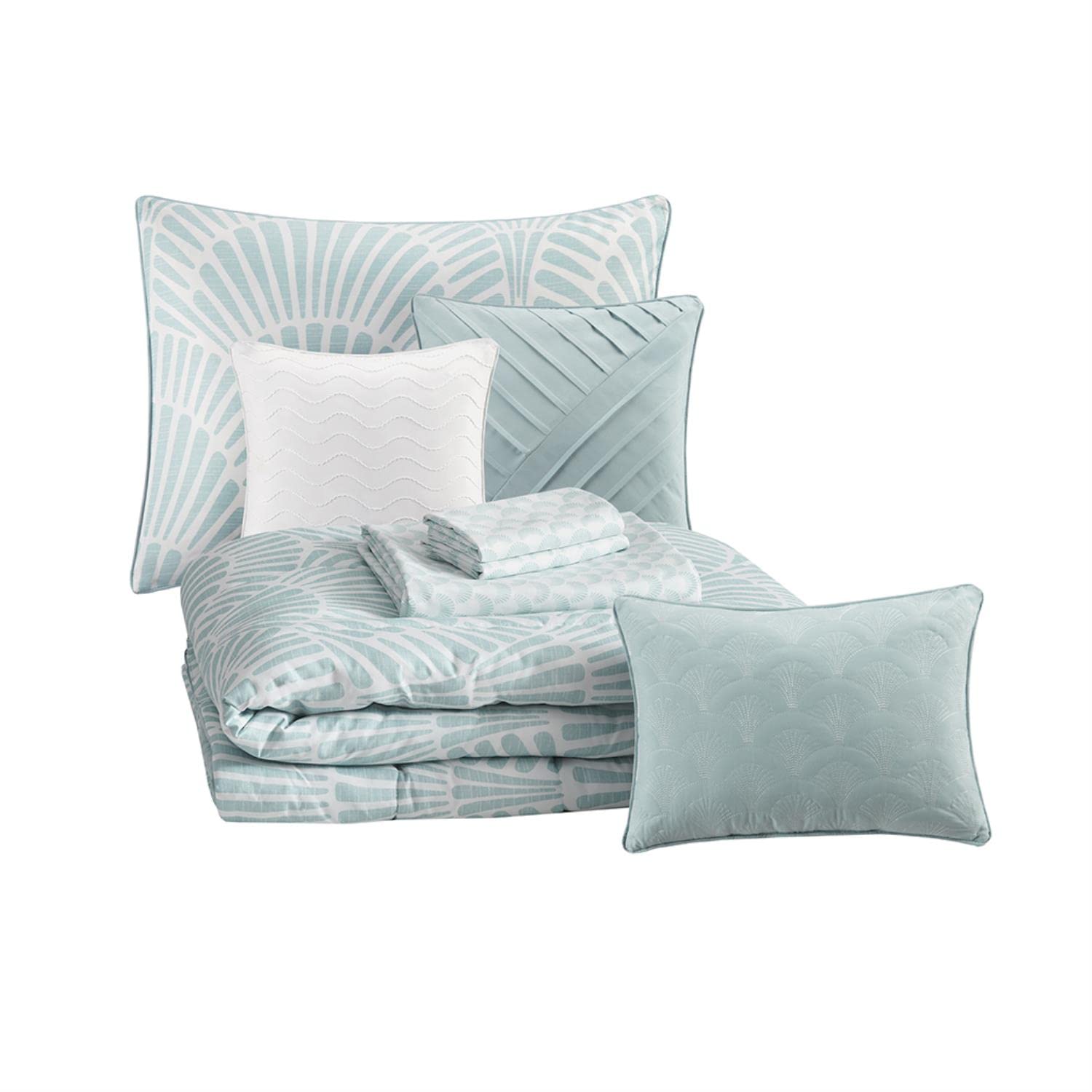 Beautyrest Polyester Printed 10-PC King Comforter Set with Aqua BR9144409622-14
