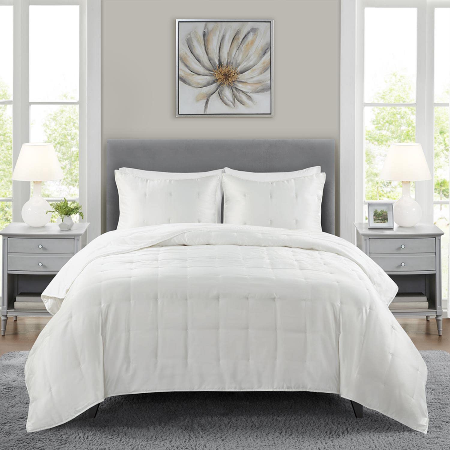 Beautyrest Polyester Charmeuse King Quilt Mini Set with Ivory BR9144409622-22