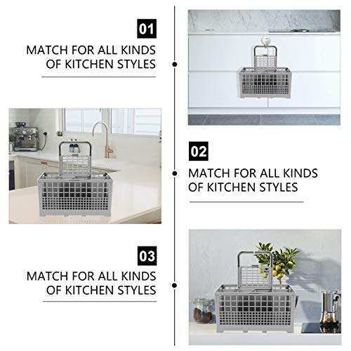 SOLUSTRE Utensil Drain Basket Cutlery Drying Rack Plastic Chopsticks Utensil Sponge Holder Divided Sink Dishwasher Rack Drainer Caddy with Handle for Soap Dishwashing Liquid Drainer