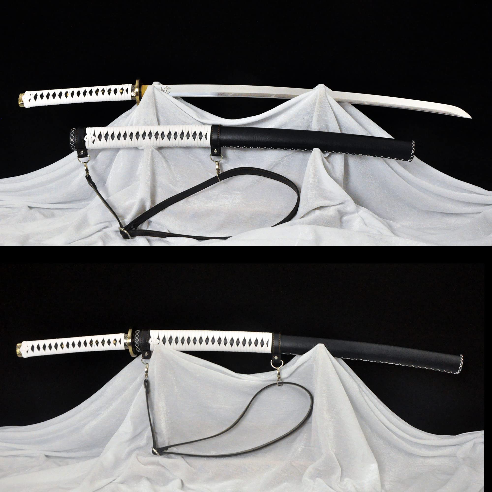 HanBon Forged The Walking Dead Sword Michonne Katana Sword Real Japanese Samurai Sword Katana T10 Steel Full Tang Blade Sharp Can Cut Bamboo Trees