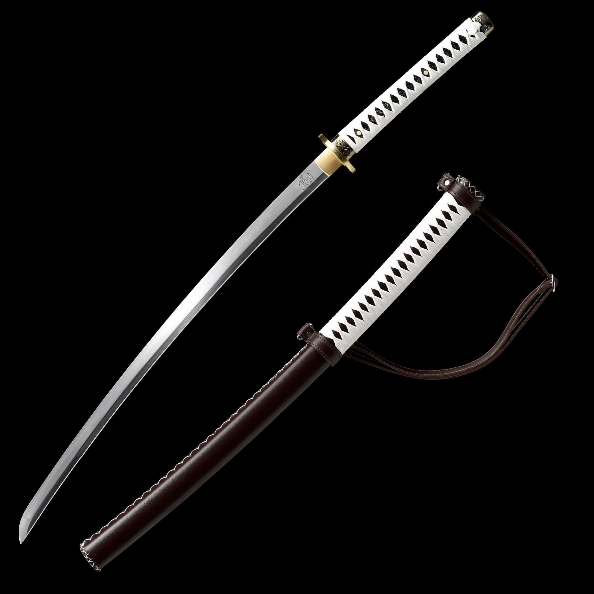 HanBon Forged The Walking Dead Sword Michonne Katana Sword Real Japanese Samurai Sword Katana T10 Steel Full Tang Blade Sharp Can Cut Bamboo Trees