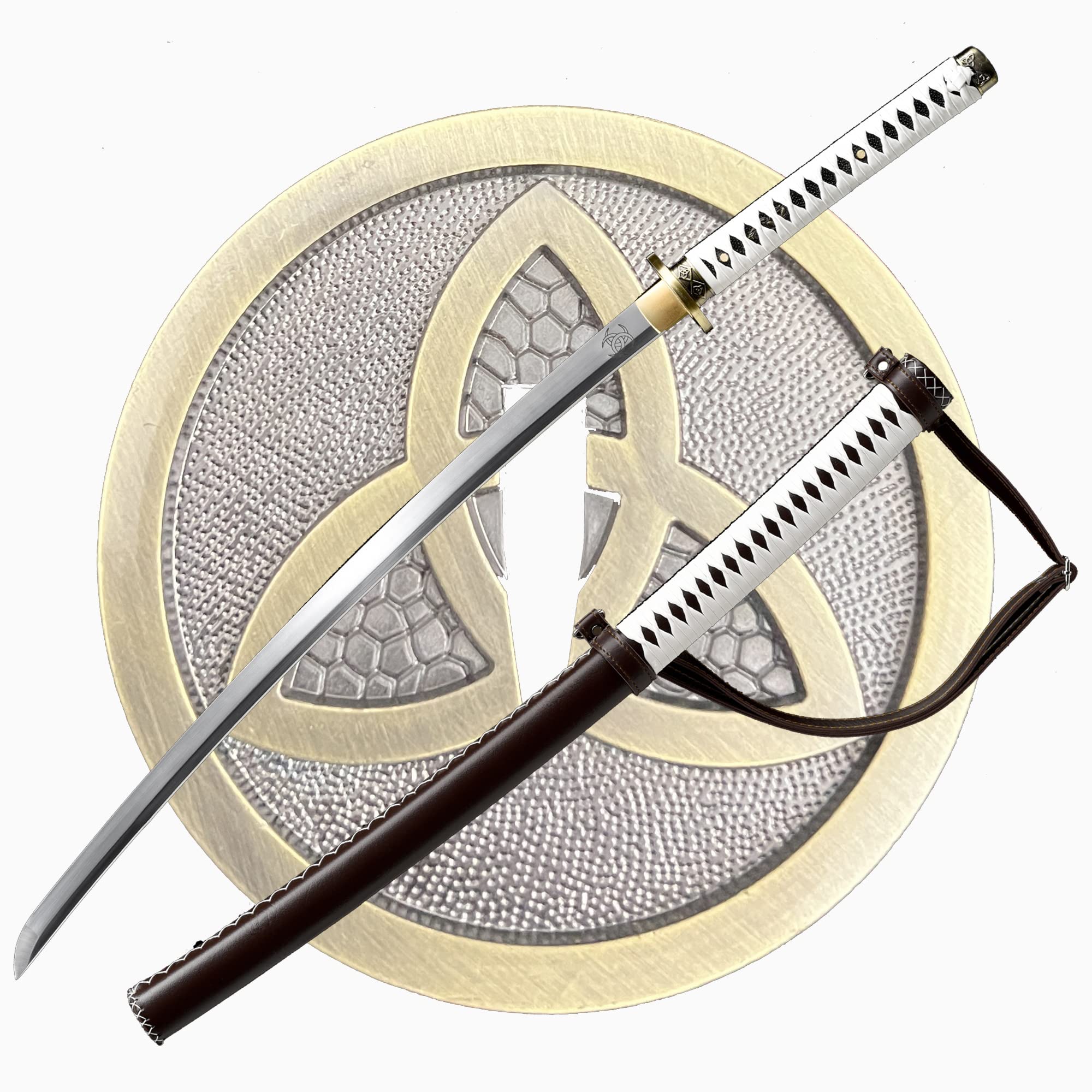 HanBon Forged The Walking Dead Sword Michonne Katana Sword Real Japanese Samurai Sword Katana T10 Steel Full Tang Blade Sharp Can Cut Bamboo Trees