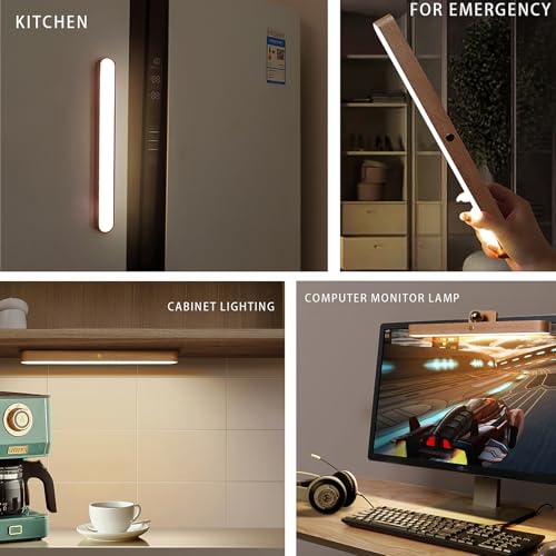 LANDGOO Vanity Lights, Wooden 360° Magnetic Rotatable, USB Rechargeable, Battery Operated, Dimmable LED Lighting Bar for Makeup Mirror, Bedroom, Bathroom, Household (Brown, 1PC)