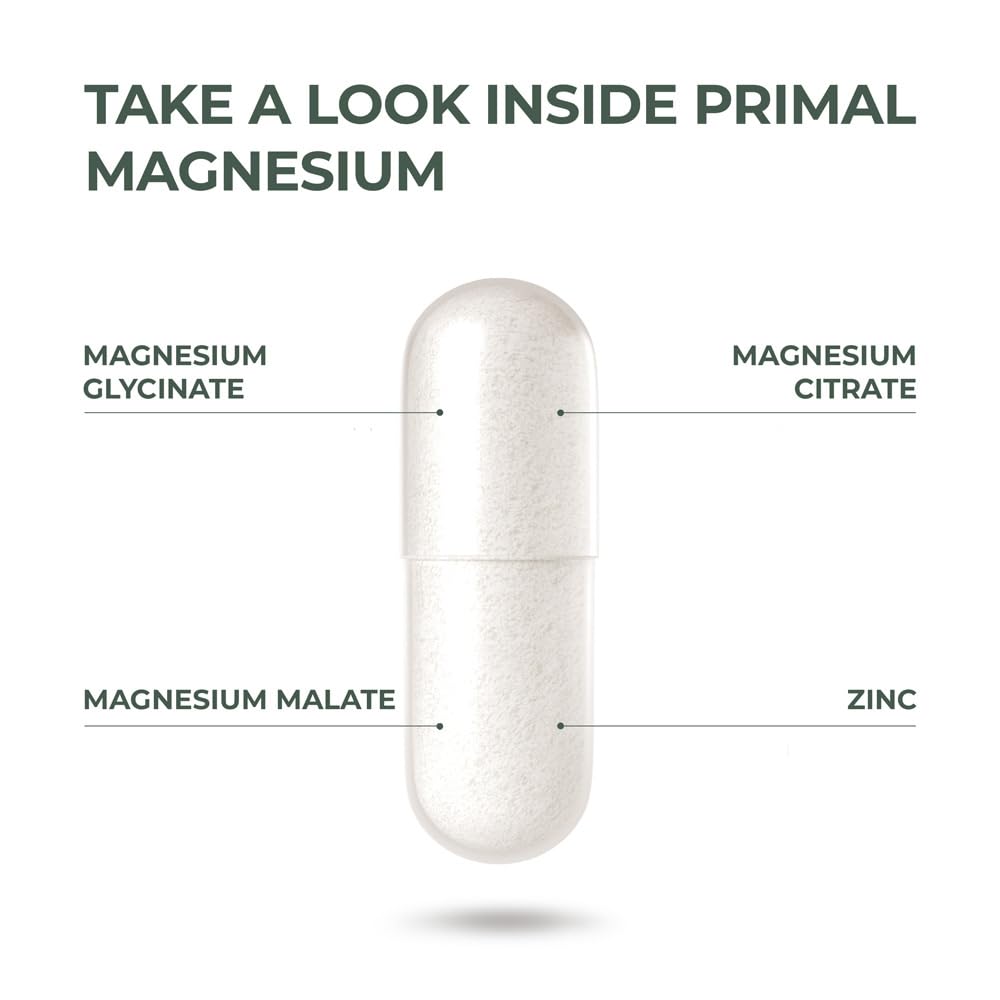 Magnesium Supplement Complex 310mg by Primal Harvest with Magnesium Glycinate, Citrate, Malate, and Zinc 120 Capsules