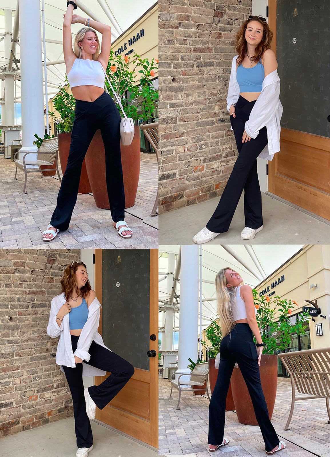 baleaf Women's Yoga Pants with Pockets High Waisted Flare Leggings Casual Workout Wide Leg Pants Black 32" 2XL
