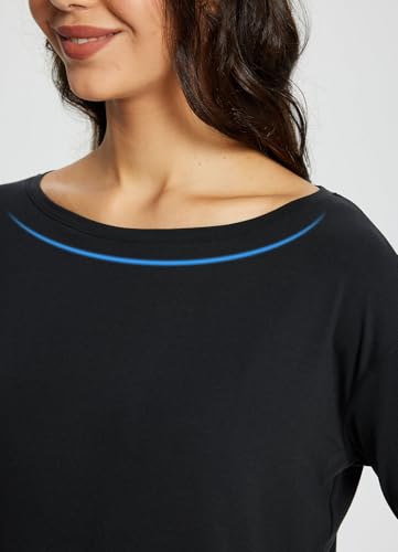baleaf Women's Long Sleeve Workout Tops Active Running Shirts Loose Fit Quick Dry Athletic Yoga Tee Shirts Lightweight Casual Fall Black M