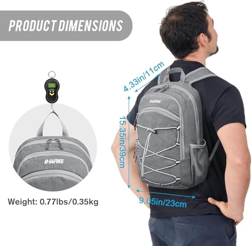 G4Free Mini 12L Hiking Backpack RFID Small Rucksack Compact Multipurpose Daypacks for Men Women Camping Walking Daytrip, Light Grey