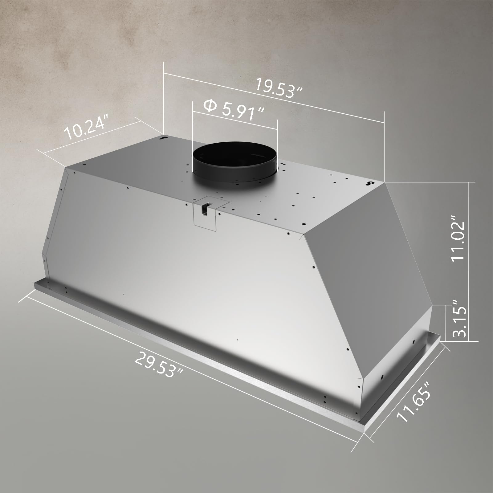 Hermitlux 30 inch Built-in/Insert Range Hood, 600 CFM 3 Speed Vent Hood, Ducted/Ductless Convertible, Stainless Steel with Bright LED Light, Baffle Filters and Charcoal Filters