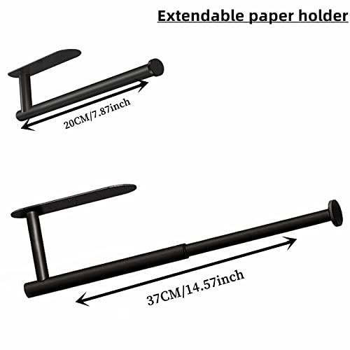 Paper Towel Holder for Kitchen,Under Cabinet&Wall Mount Paper Holder,Magnetic Paper Towel Rack, Self-Adhesive Bathroom Paper Towels Rolls Holder(Adjustable Length up to 14.56inch)