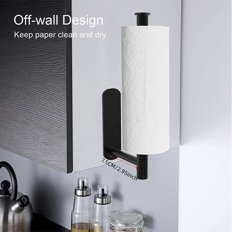 Paper Towel Holder for Kitchen,Under Cabinet&Wall Mount Paper Holder,Magnetic Paper Towel Rack, Self-Adhesive Bathroom Paper Towels Rolls Holder(Adjustable Length up to 14.56inch)