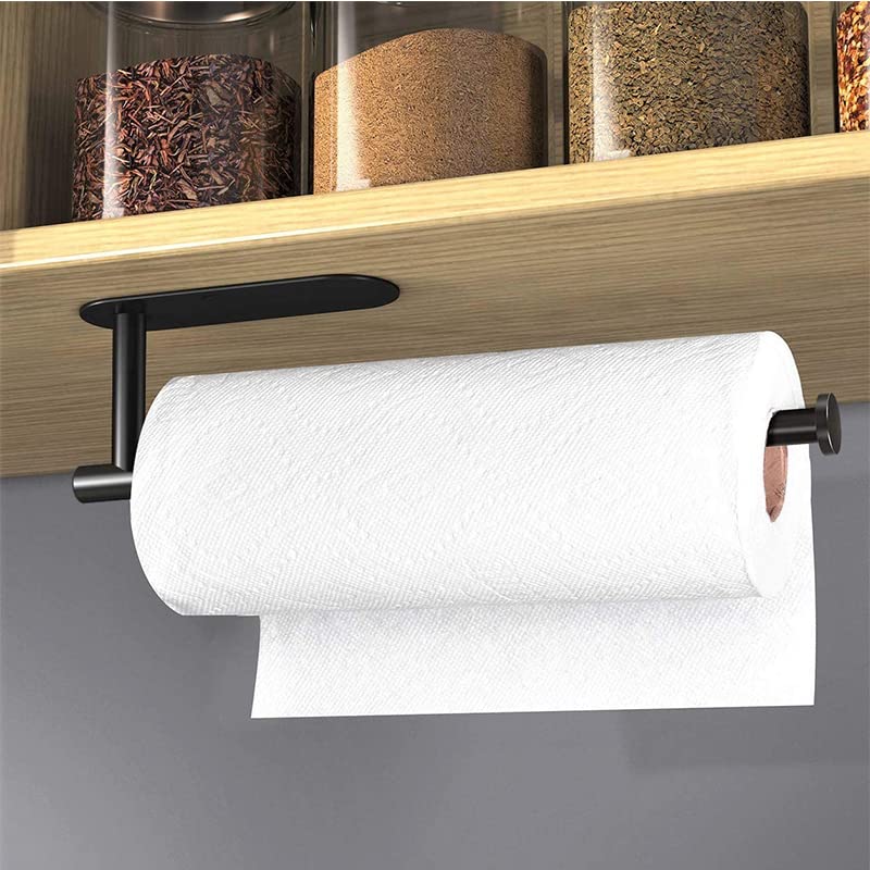 Paper Towel Holder for Kitchen,Under Cabinet&Wall Mount Paper Holder,Magnetic Paper Towel Rack, Self-Adhesive Bathroom Paper Towels Rolls Holder(Adjustable Length up to 14.56inch)