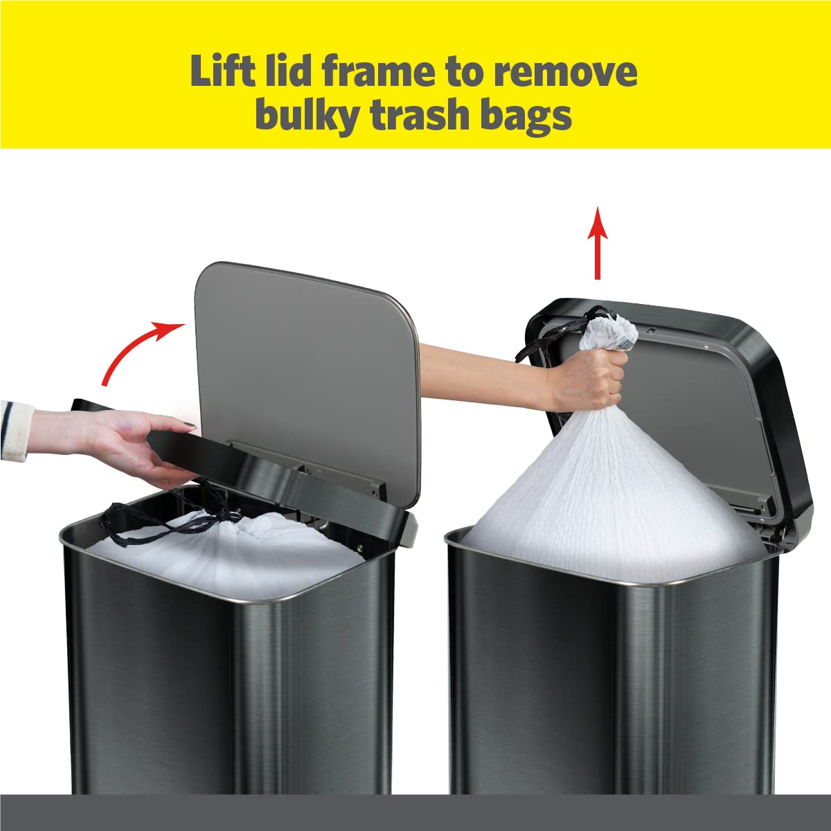 Glad Stainless Steel Step Trash Can with Clorox Odor Protection | Large Metal Kitchen Garbage Bin with Soft Close Lid, Foot Pedal and Waste Bag Roll Holder, 20 Gallon, All Pewter