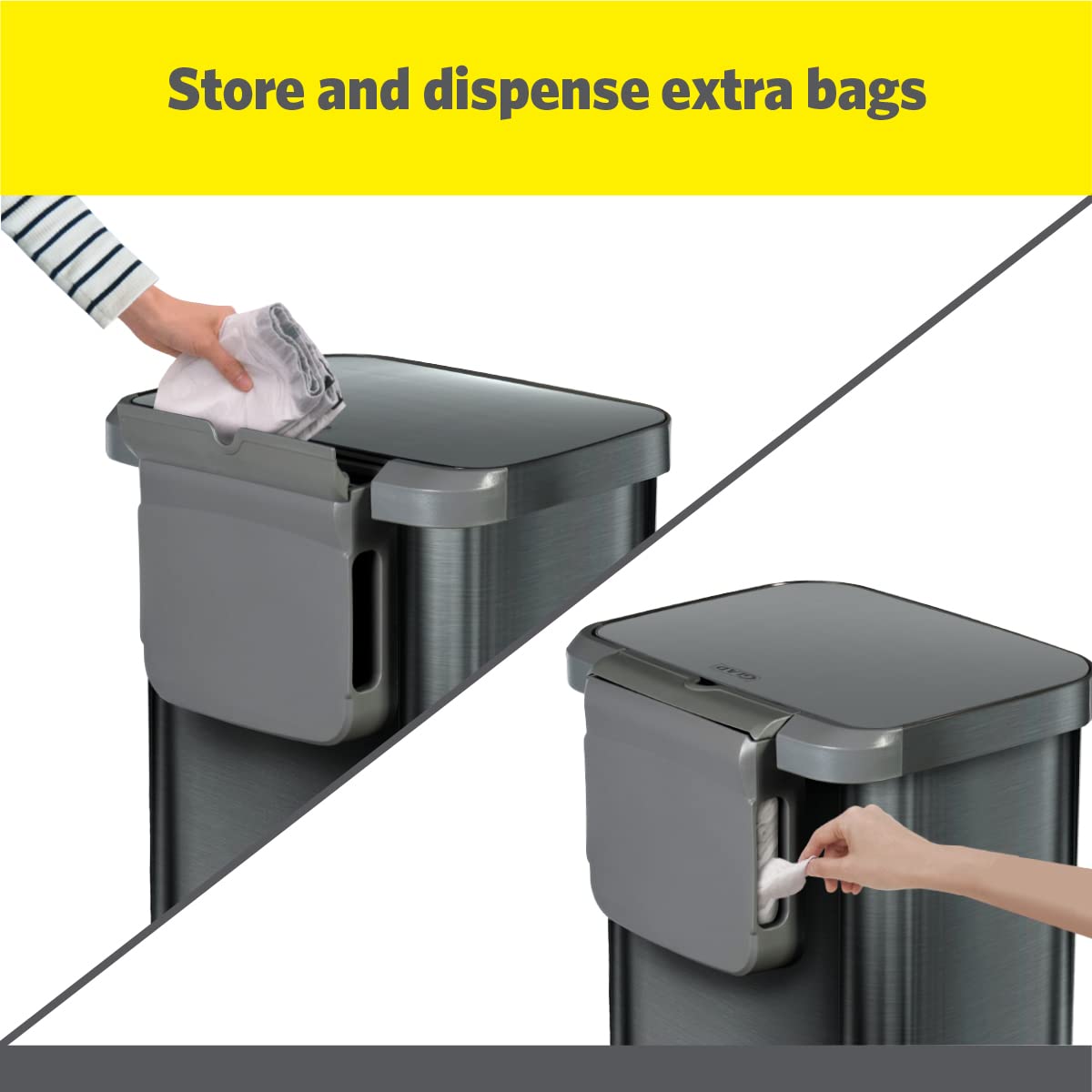 Glad Stainless Steel Step Trash Can with Clorox Odor Protection | Large Metal Kitchen Garbage Bin with Soft Close Lid, Foot Pedal and Waste Bag Roll Holder, 20 Gallon, All Pewter