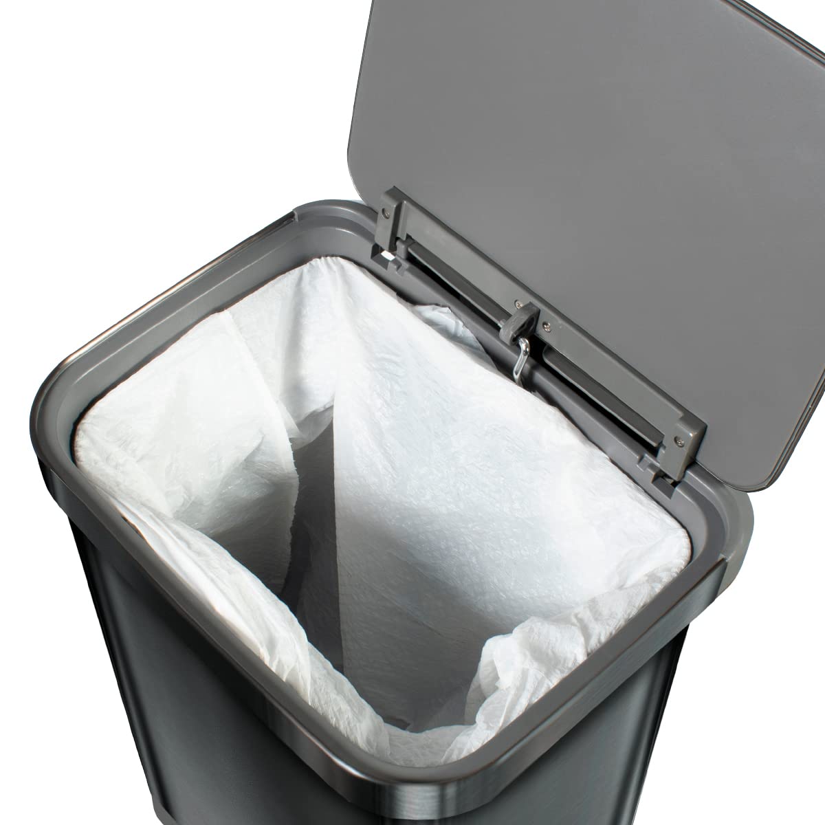 Glad Stainless Steel Step Trash Can with Clorox Odor Protection | Large Metal Kitchen Garbage Bin with Soft Close Lid, Foot Pedal and Waste Bag Roll Holder, 20 Gallon, All Pewter